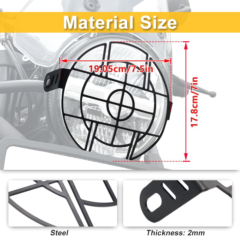 Snapklik.com : REARACE Motorcycle Headlight Guard Grille Protector ...