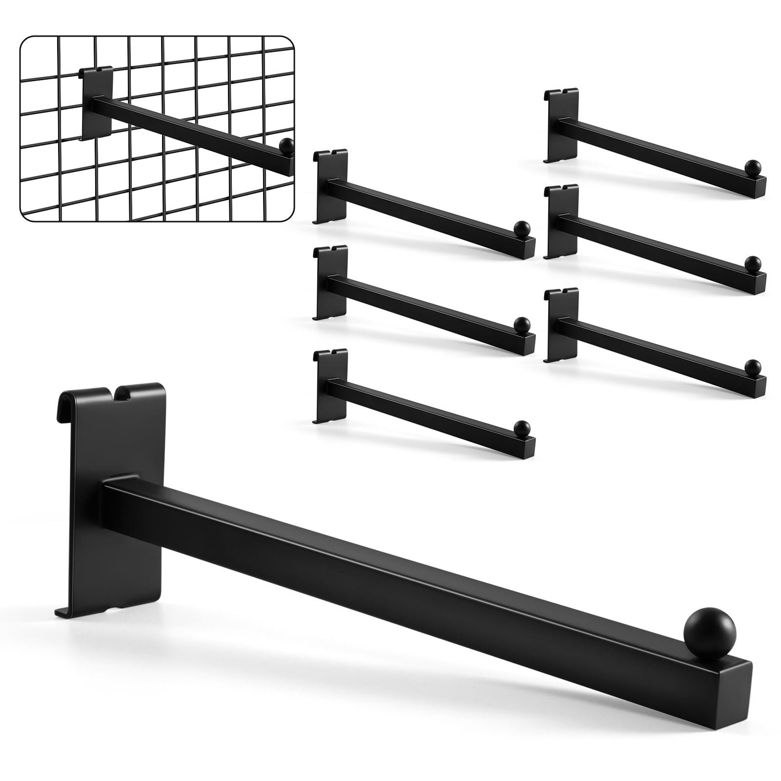 Amazon.com: Polmart 12" Ball-End Heavy Duty Gridwall Panel Hook, Black (8-Pack) : Industrial ...