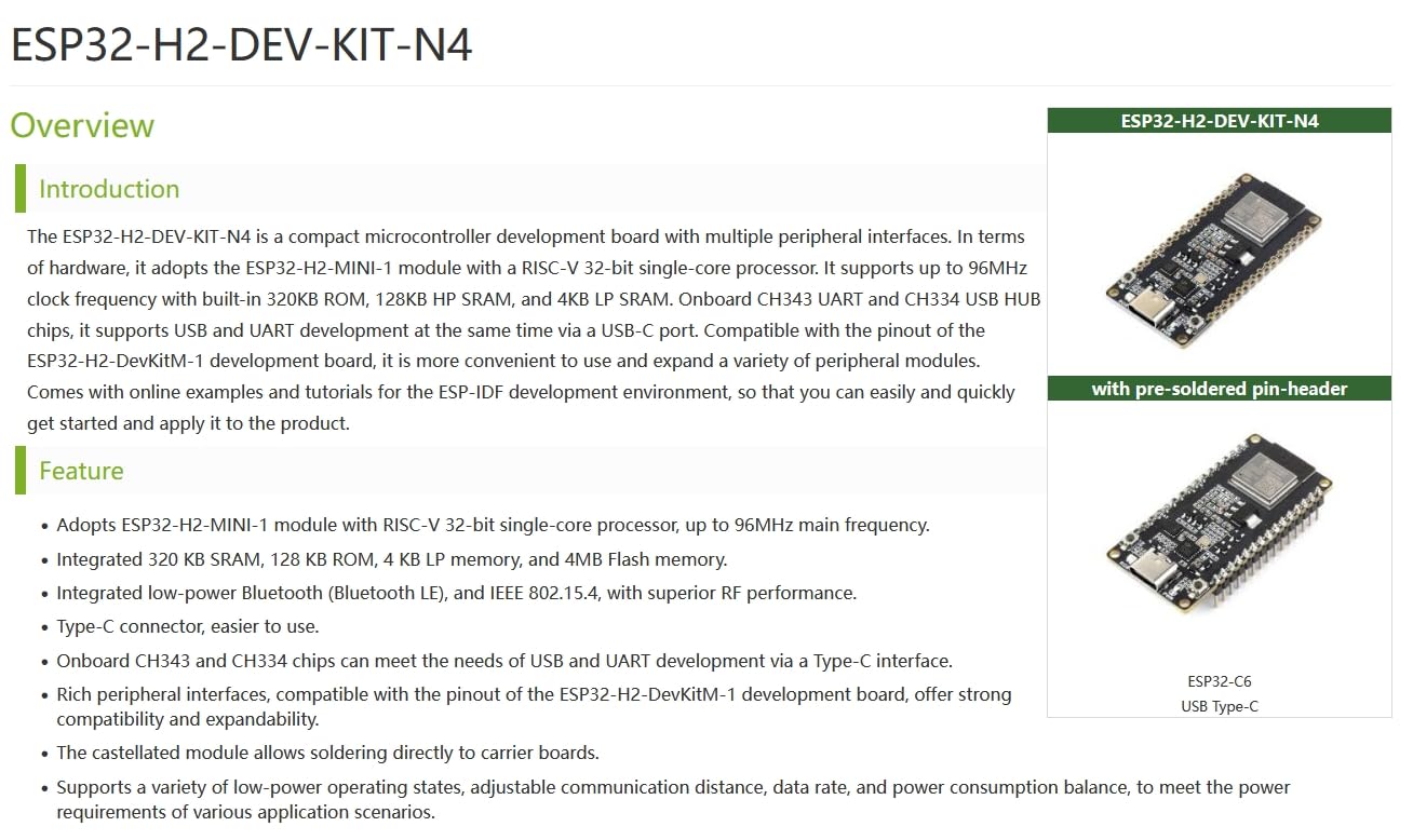 Esp32 H2 Microcontroller Development Board Onboard Esp32 H2 Mini 1 N4 Module