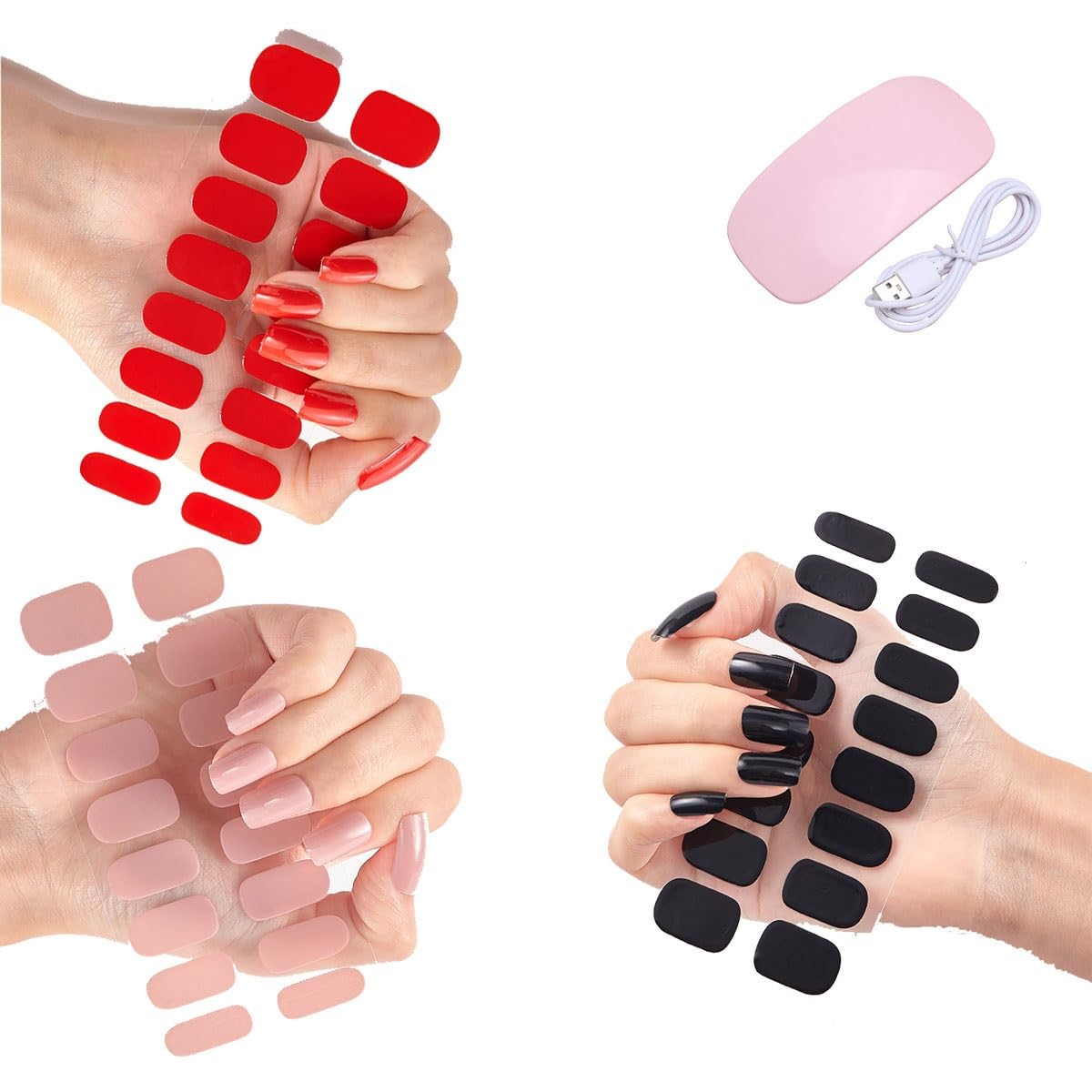 Amazon.com: Quinnas Gel Nail Stickers with Uv Light Kit, Gel Strips ...