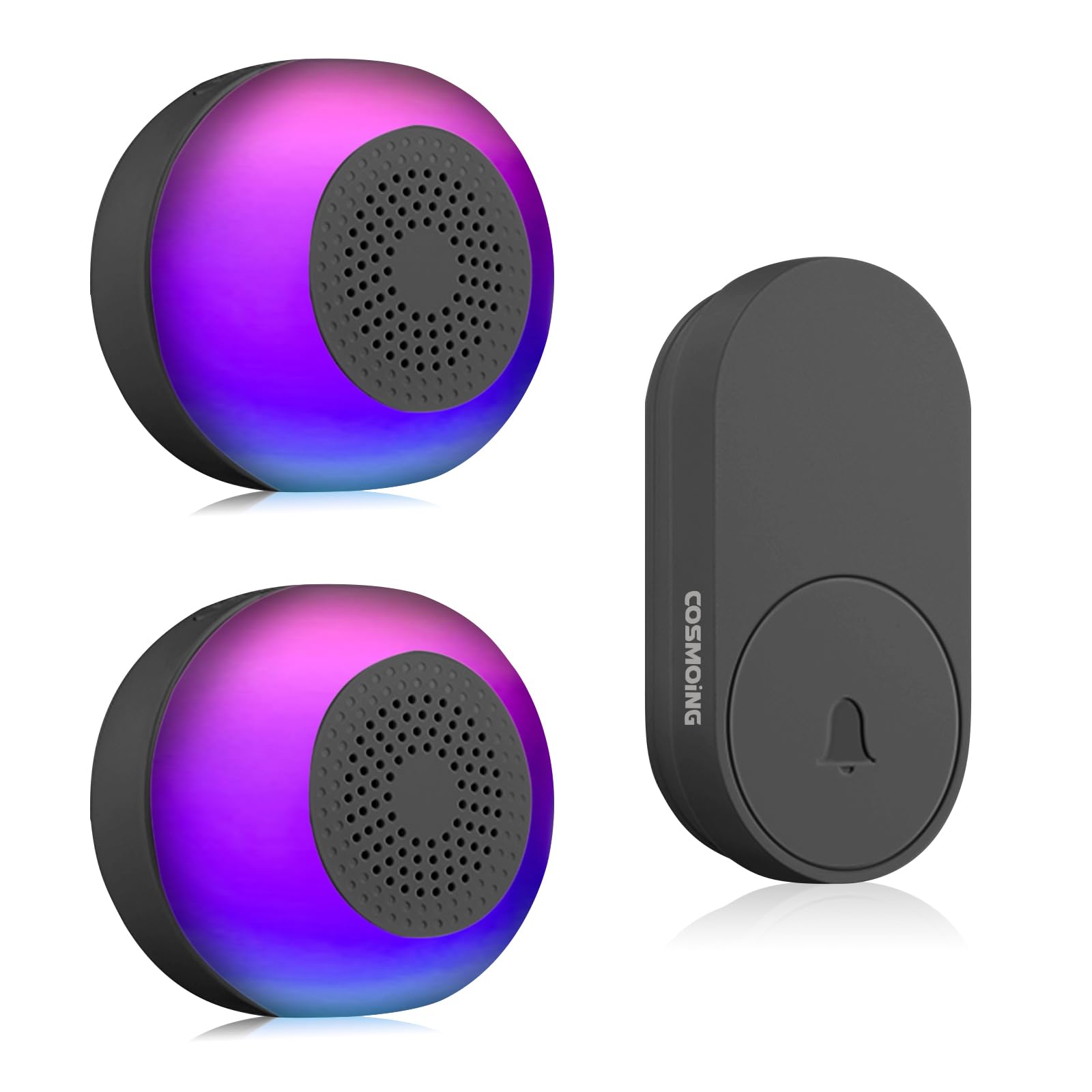 Wireless Doorbell with 2 Receivers 59 Chimes 760 Feet 115dB with Volume ...