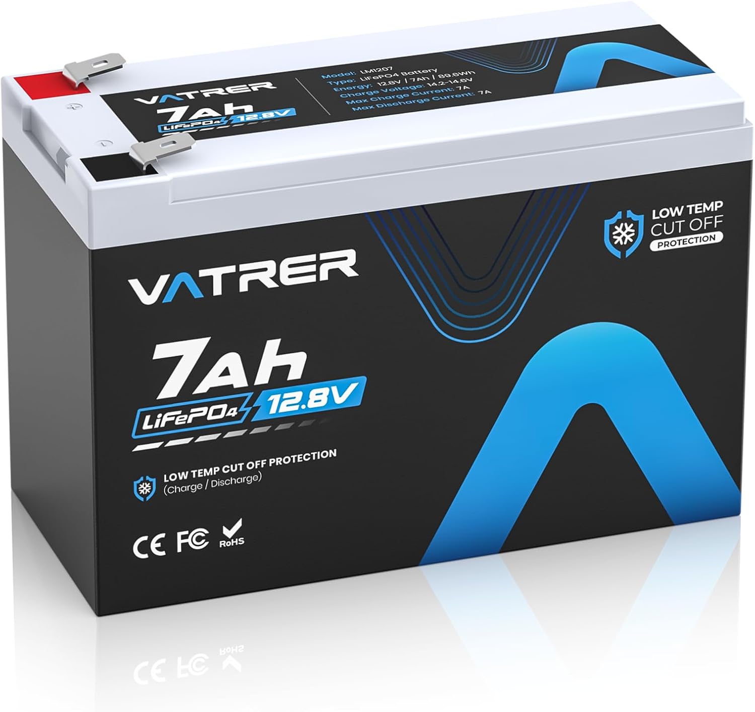 12V 7AH LiFePO4 Battery, VATRER POWER Deep Cycle Lithium Battery, Built ...