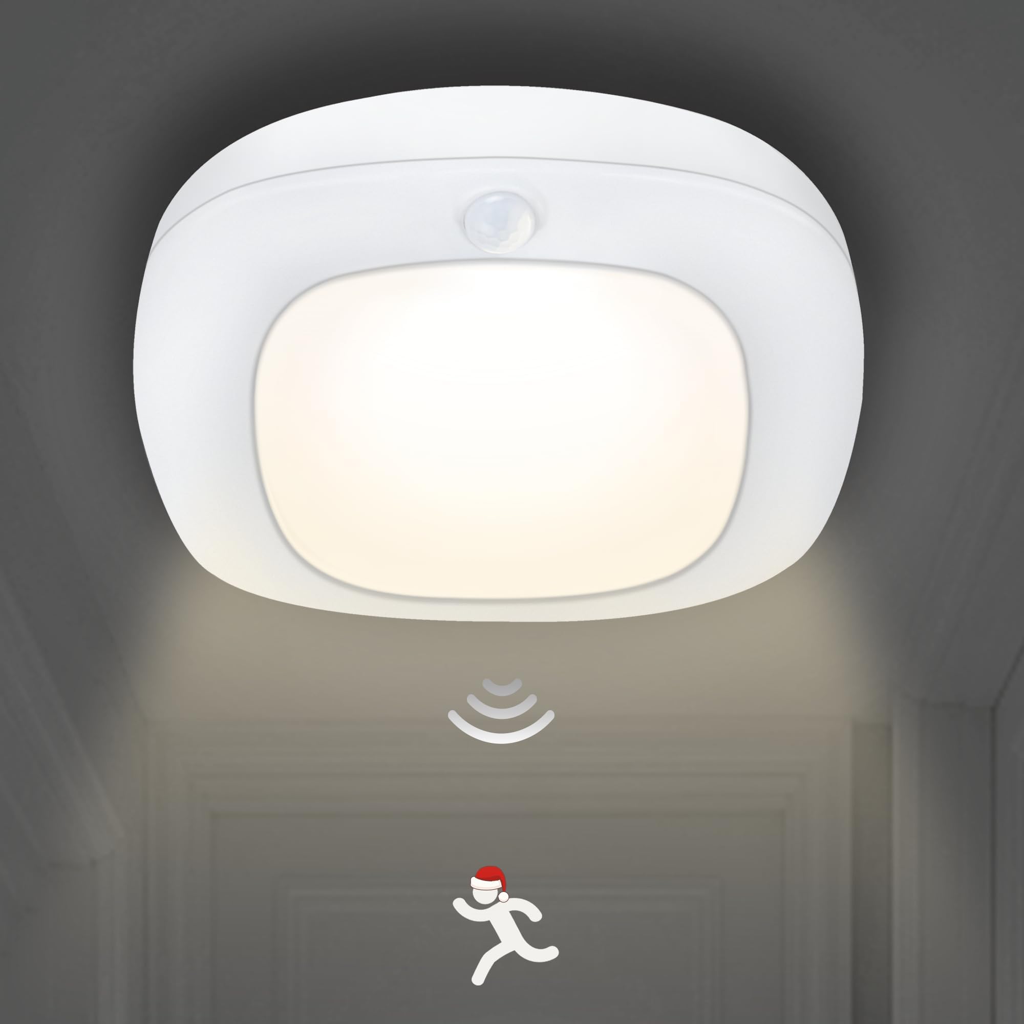 aurogeek Motion Sensor Ceiling Light LED: Battery Operated Bright ...
