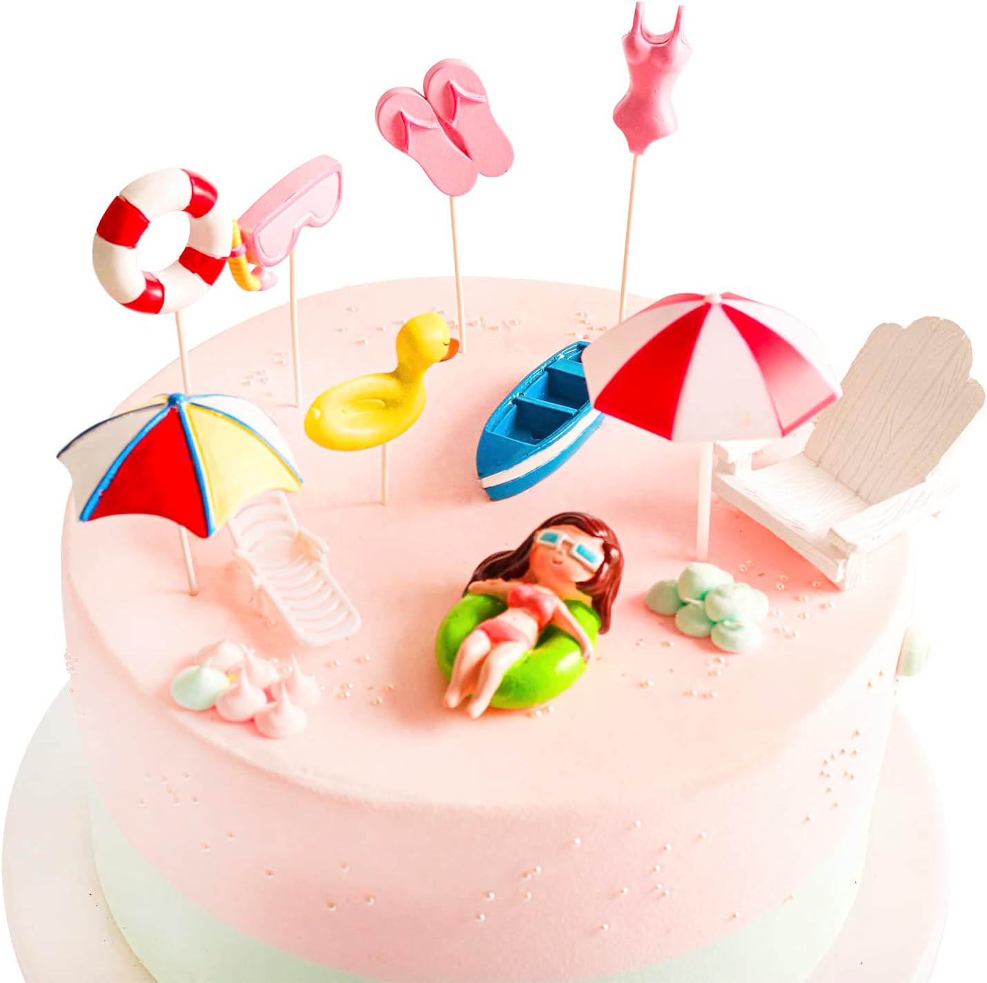 Amazon.com: 11 Pcs Swimming Pool Cake Decoration - Hawaiian Beach Chair ...