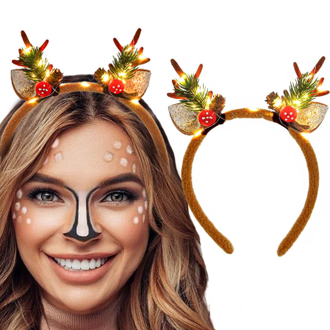Amazon.com : Gangel Christmas Antler Headband Reindeer Antler Headbands ...