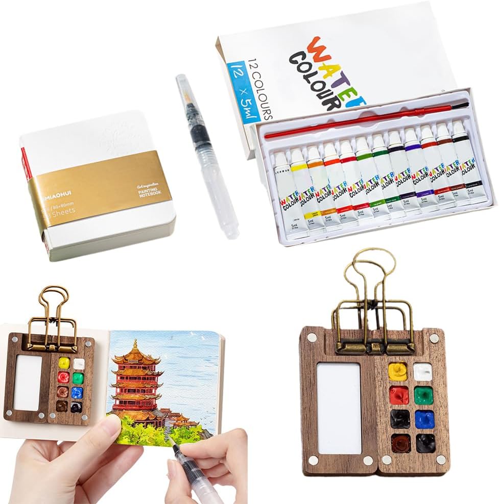 Amazon.com: 2025 New Portable Travel Mini Watercolor Paint Set, Nano ...
