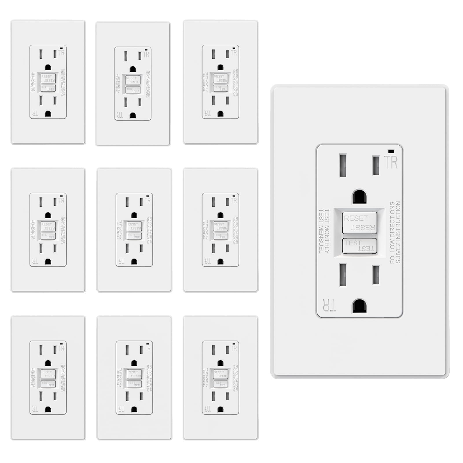 Snapklik.com : ELEGRP GFCI Outlet 15 Amp, Self-Test GFI Electrical Outlet