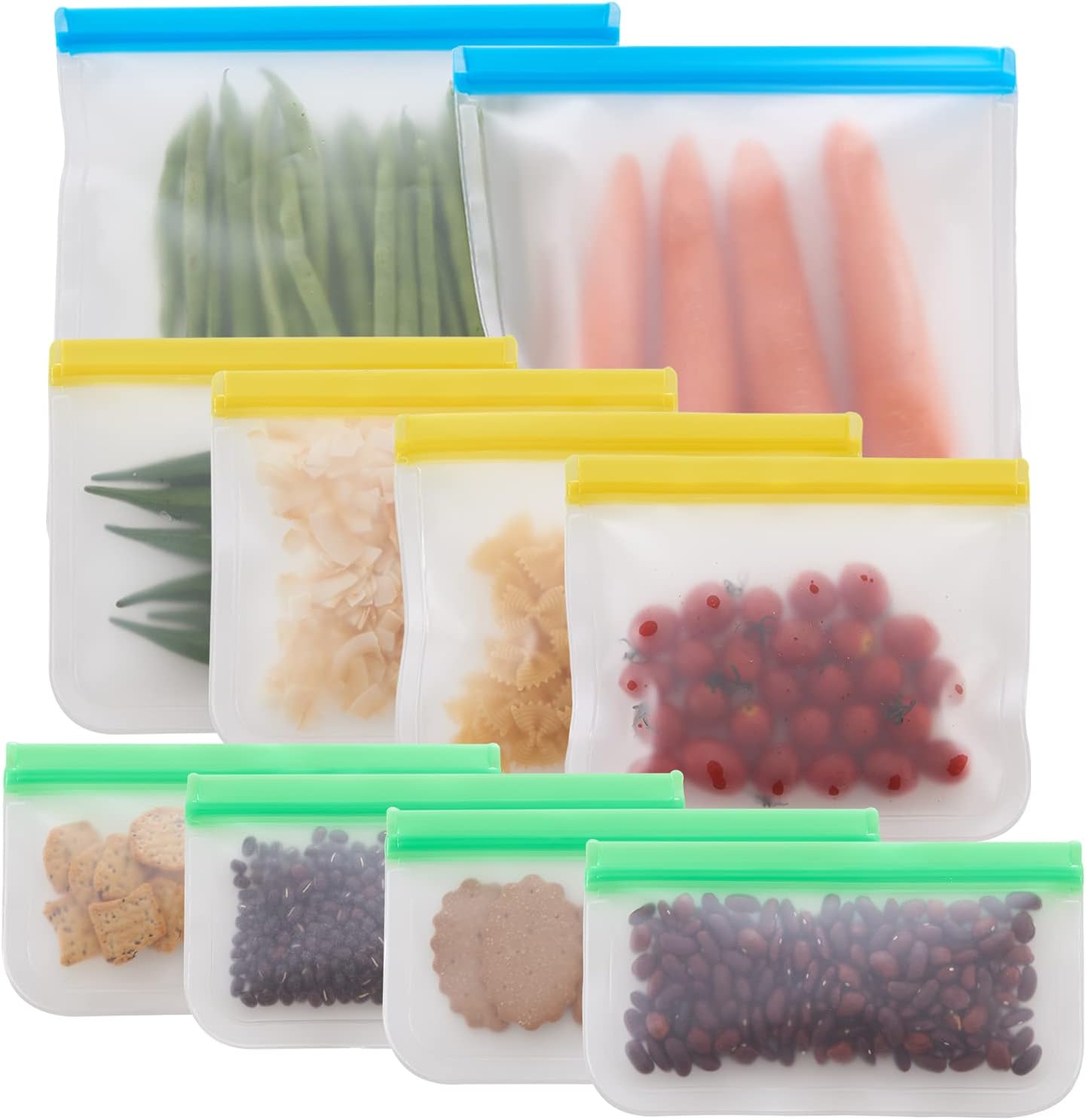 Amazon.com: Reusable Freezer Bags, 10Pcs Silicone Food Storage Bags BPA ...