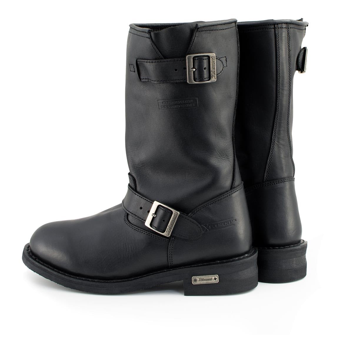 Xelement 1440 Men's 'The Classic' Black Engineer Motorcycle Leather Boots (in Wide and Regular ...