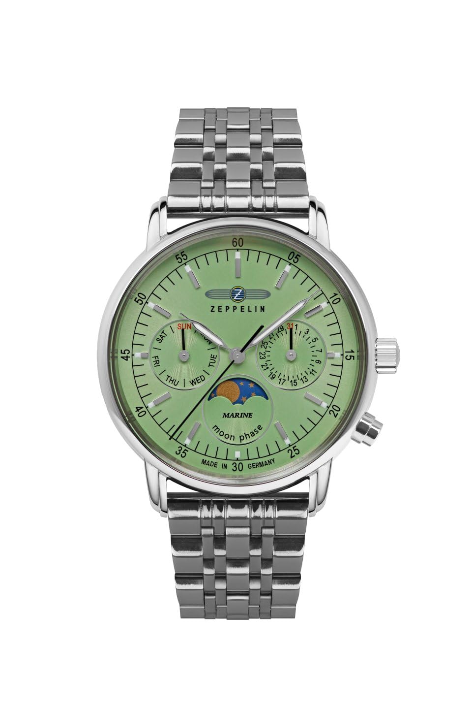 Zeppelin Stainless Steel Lz 14 Marine Day Date Moonphase Analog Dial ...