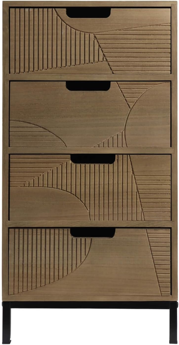 Rebecca Mobili Commode Moderne, Commode 4 Tiroirs, Bois Métal, Noir ...