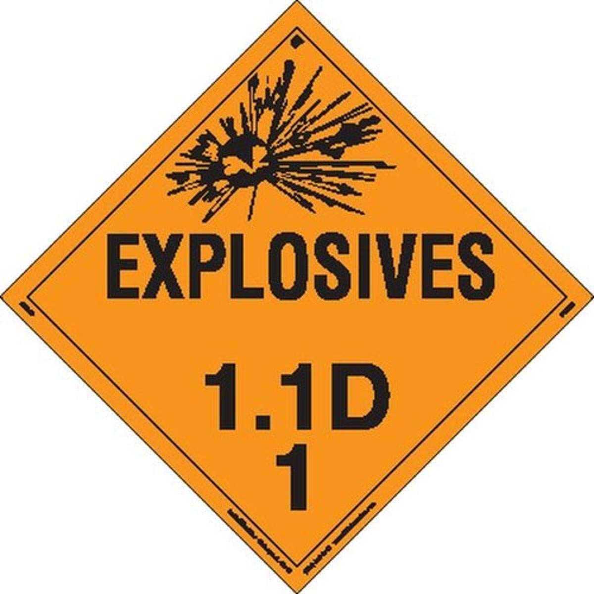 Labelmaster PSR43 Explosive Class 1.1 D Hazmat Placard, Removable Vinyl ...