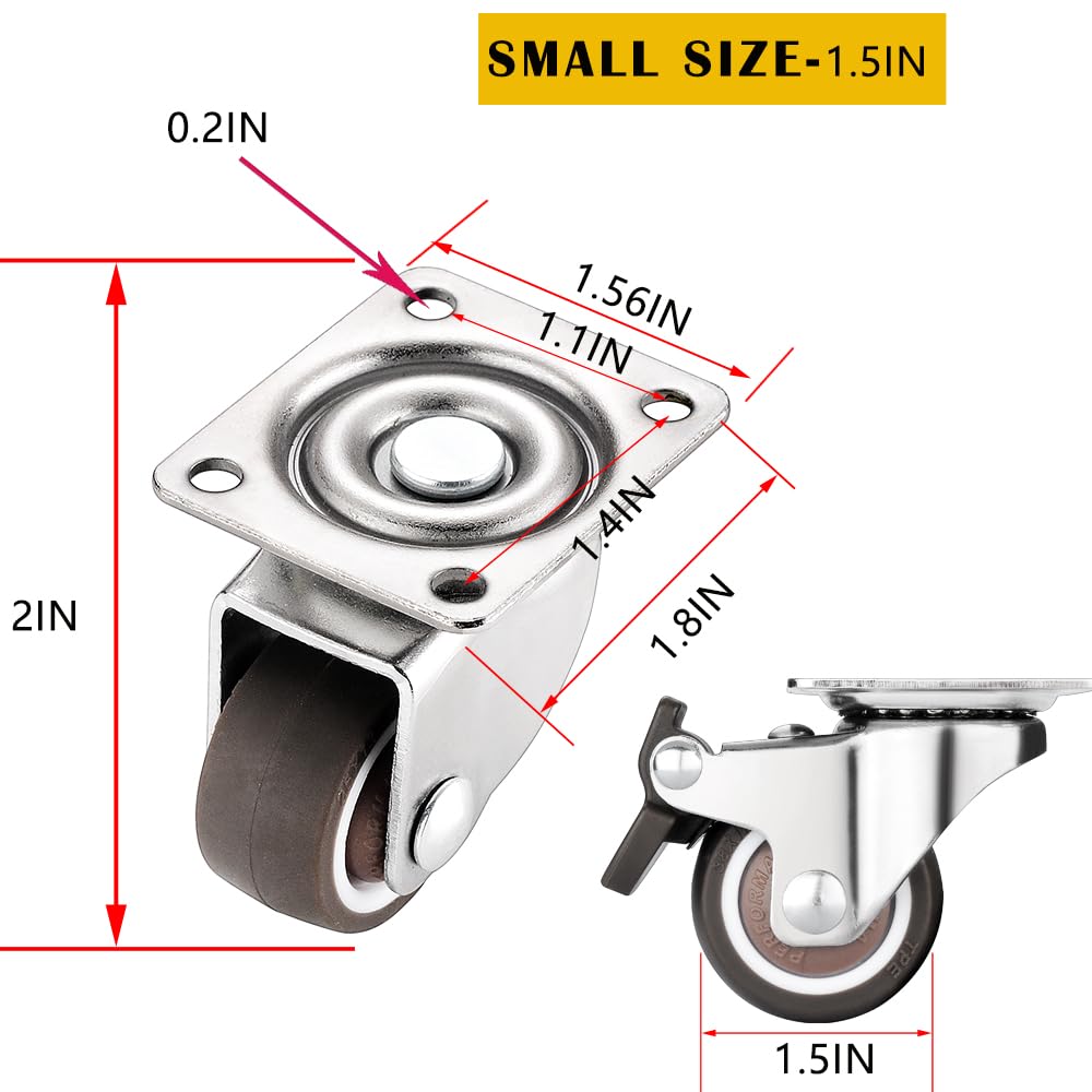 Snapklik.com : 1.5 Inch Caster Wheels For Small Furniture Heavy Duty ...