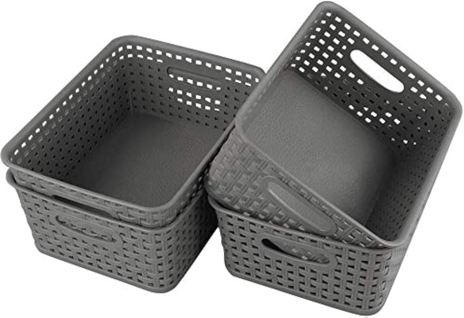 Amazon.com: Gloreen Grey Plastic Weave Basket, Multipurpose Storage ...