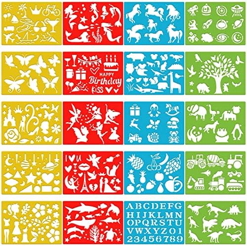 Qpout 20pcs Color Drawing Stencil for Kids,300+ Patterns Animals ...