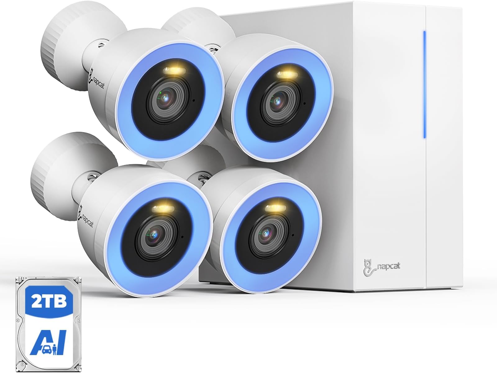 NAPCAT 4K 8CH PoE Security Camera System, 4pcs 8MP Smart Human/Vehicle ...