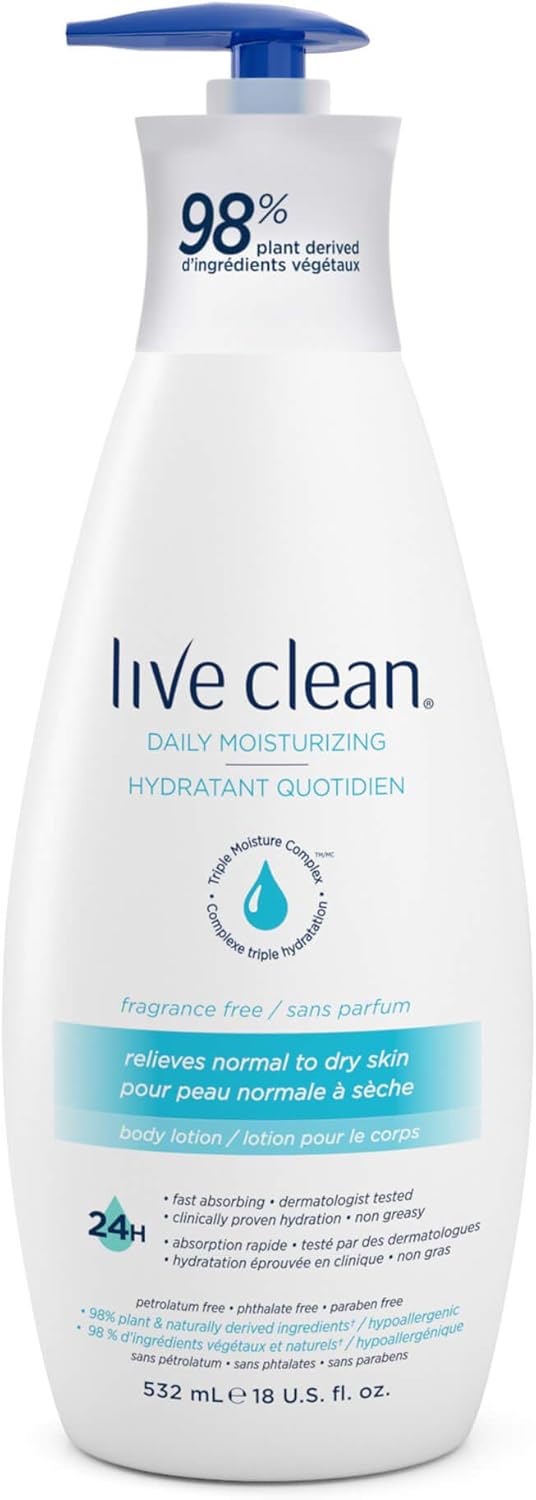 Live Clean Daily Moisturizing Body Lotion, Fragrance Free, 532 mL ...
