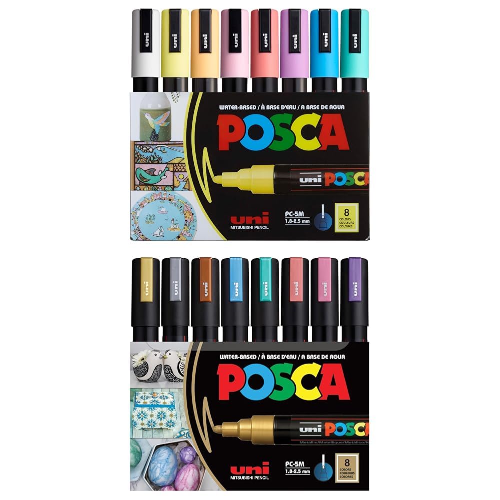 Amazon.com: posca Markers Bundle, 16 Medium Paint Markers 5M - 8 Soft ...