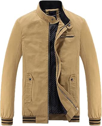 Amazon.com: Rexcyril Men's Cotton Lightweight Slim Fit Jacket, Casual ...