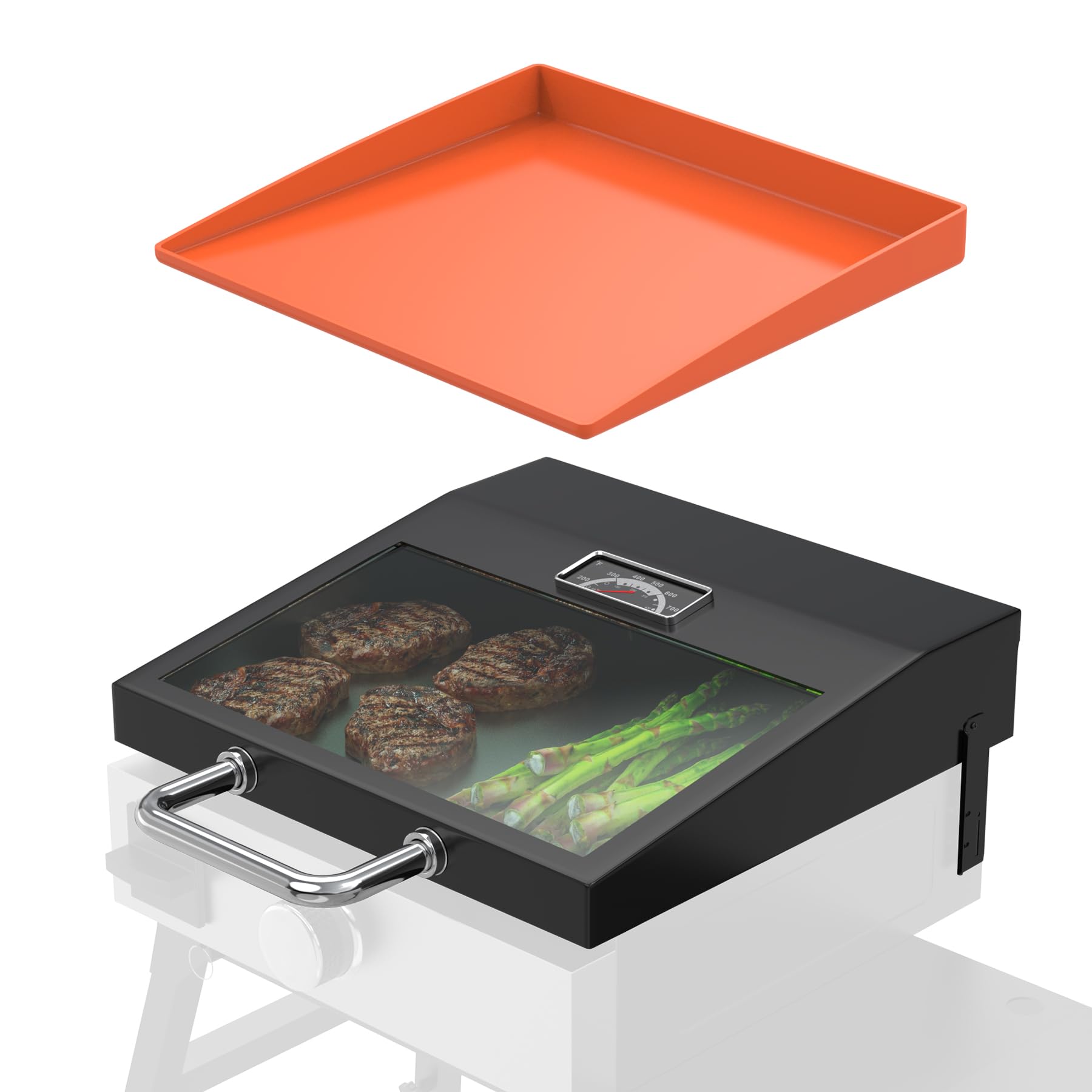 Snapklik.com : New Upgraded 17 Glass Hinged Griddle Lid Hood For ...