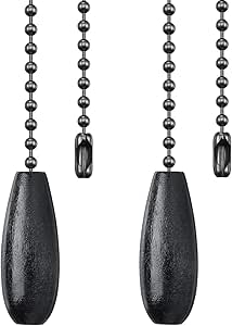Dotlite 2Pack Black Wooden Ceiling Fan Pull Chain Extender, 12in ...