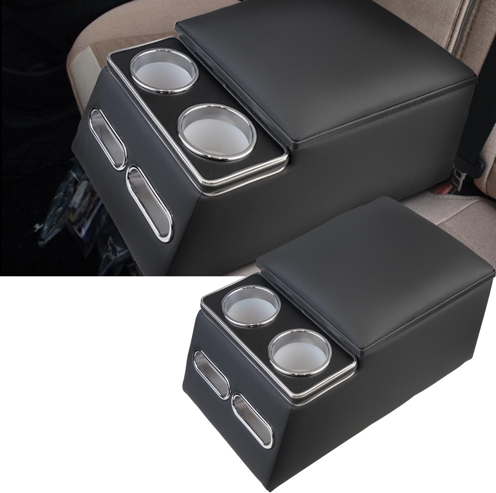 Amazon.com: Universal Car Center Console Organizer with Cup Holder& Phone Holder, Rear Bench ...