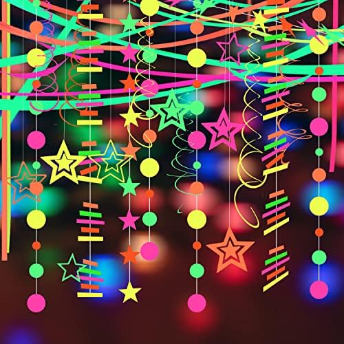 Amazon.com: 540feet Paper UV Neon Garland Neon Streamers Glow in The ...