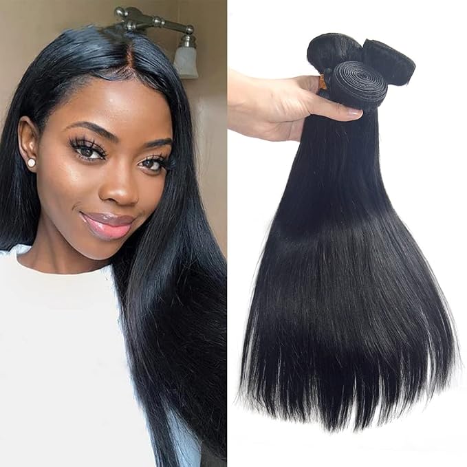 Amazon.com : 3 Bundles of Straight Hair Weave in Jet Black (8 8 8 ...