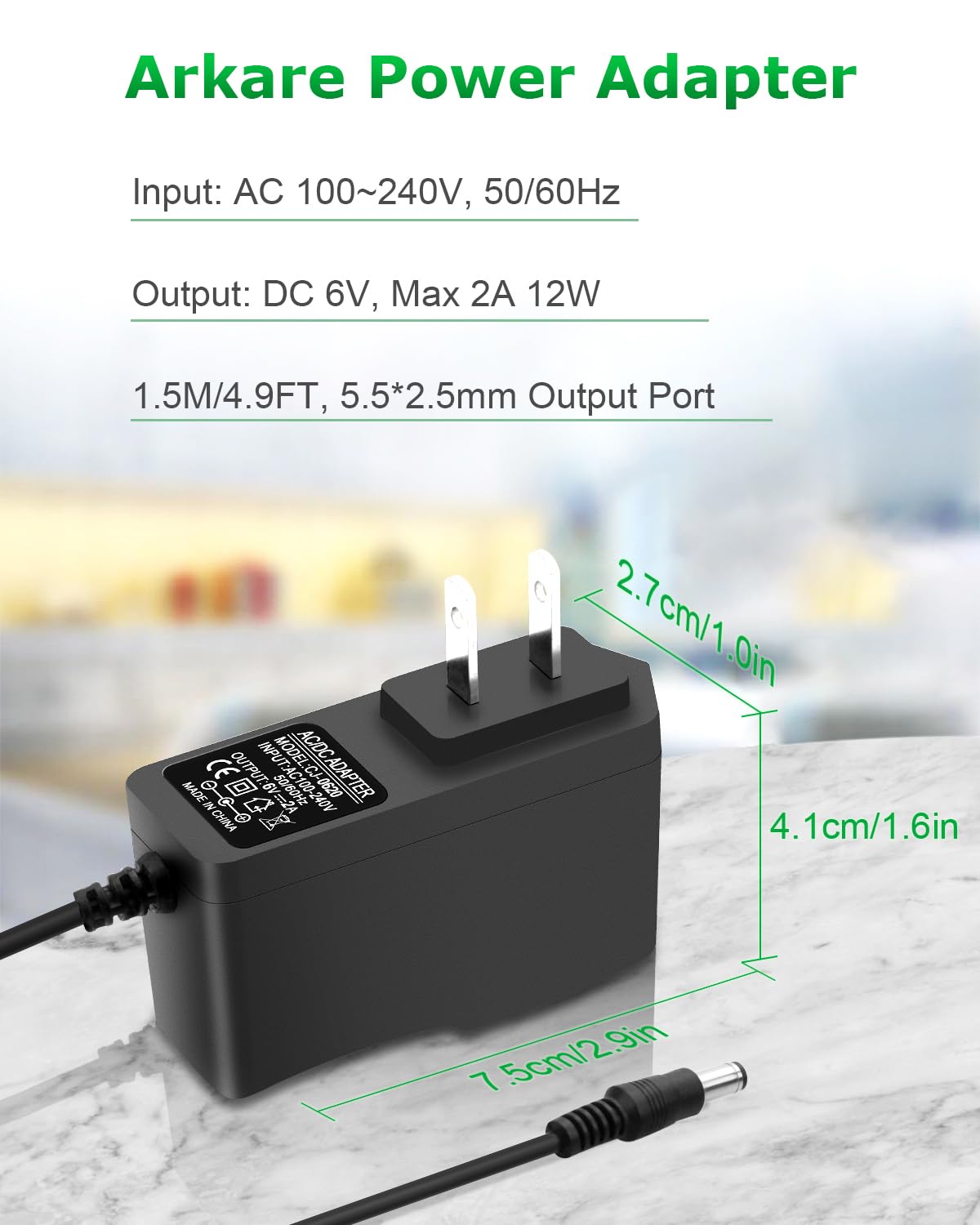 Snapklik.com : Arkare 6V 2A DC Power Supply Adapter For Monitor AC 100V ...