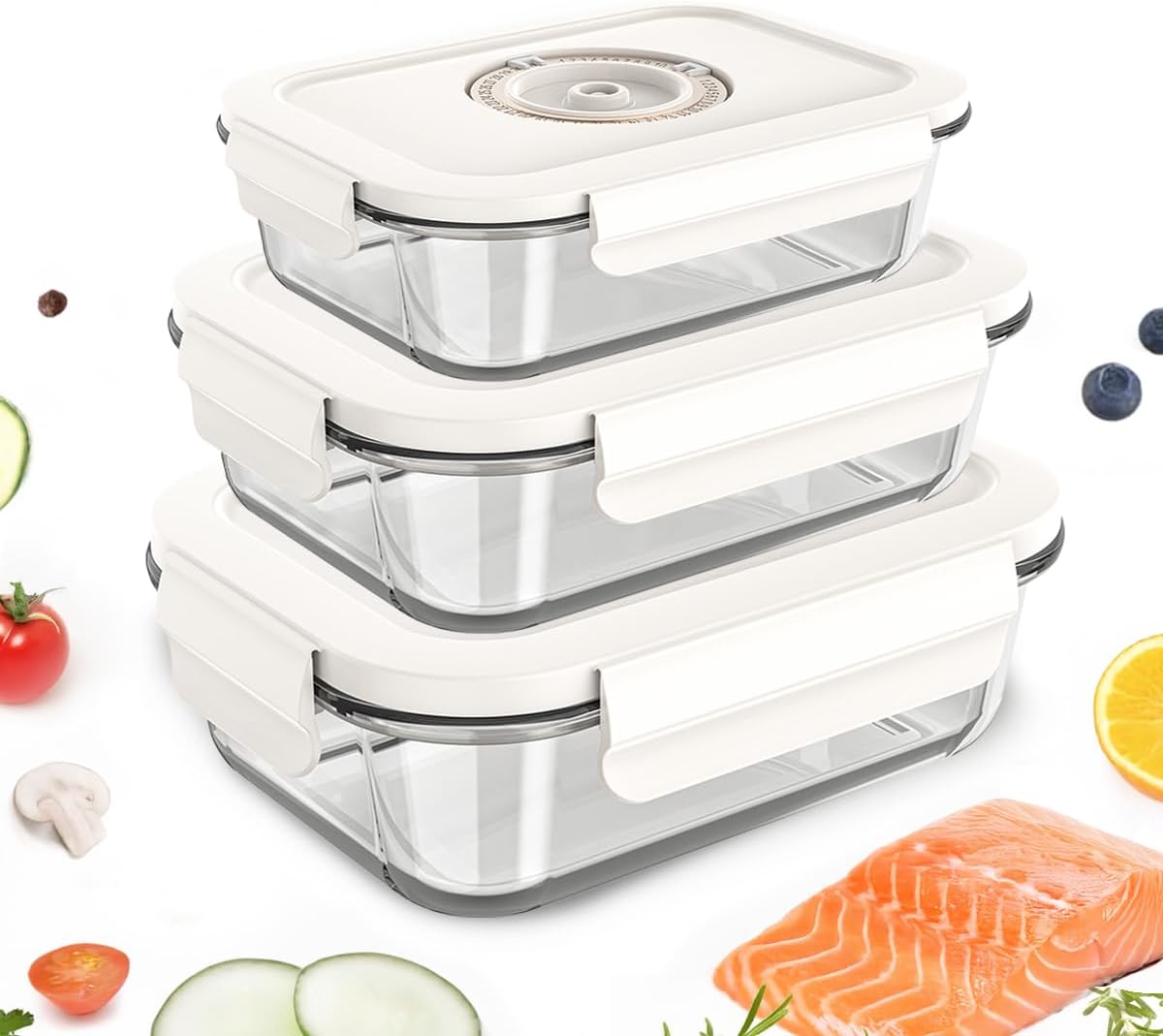 Amazon.com: FreshSeal Glass Vacuum Sealable Container Set for Food ...