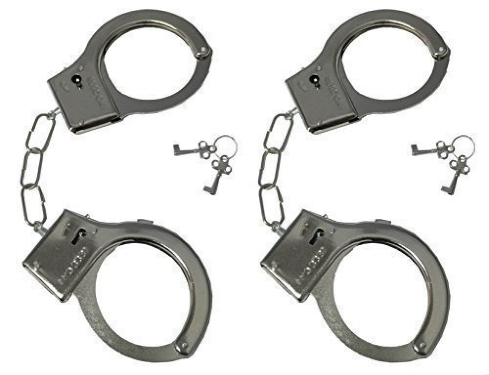 Buy 2 Pack Police Metal Handcuffs With Keys, Swat Role Play Toy Jbk ...