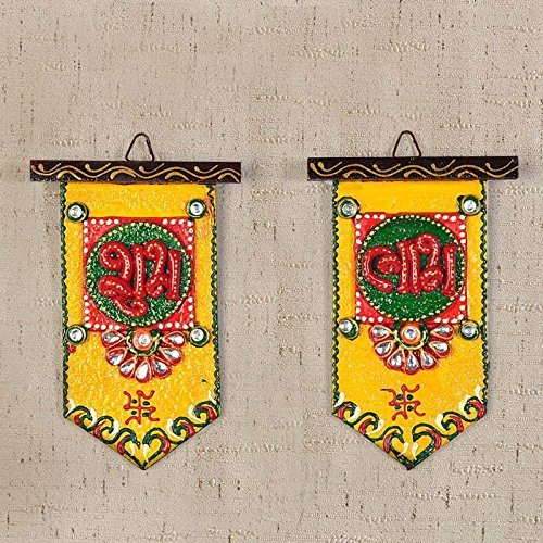 GREENTOUCH CRAFTS Wooden Crafted Unique Shubh Labh Door Hanging ...