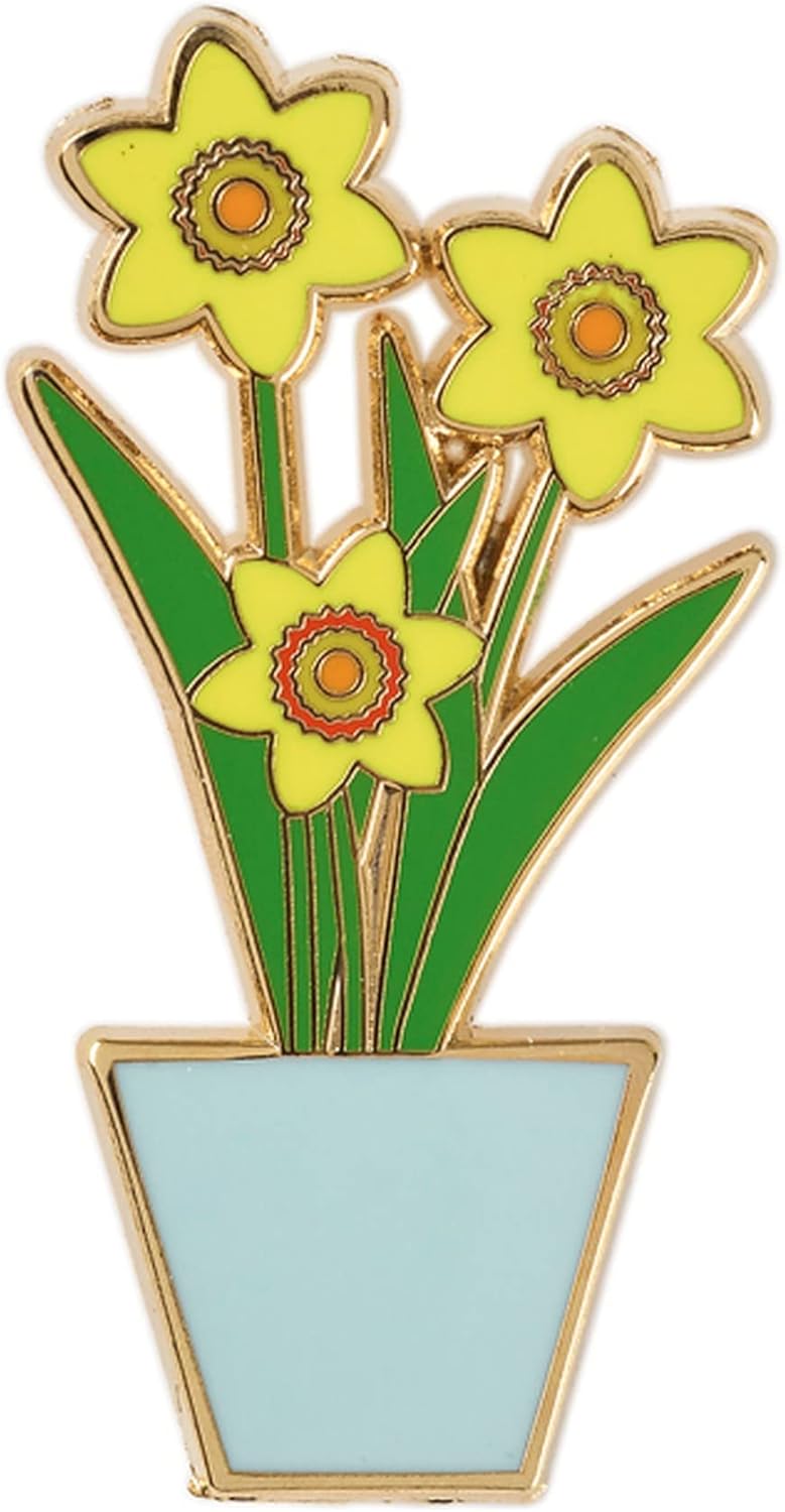 Marie Curie Daffodils in Plant Pot Pin Badge : Amazon.co.uk: Fashion