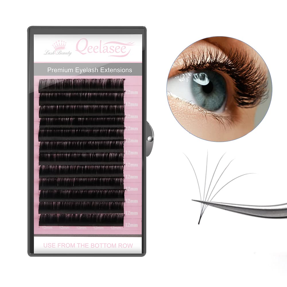 Amazon.com: Faux Mink Silk Eyelash Extensions 0.03mm D Curl 9mm 6D-12D ...