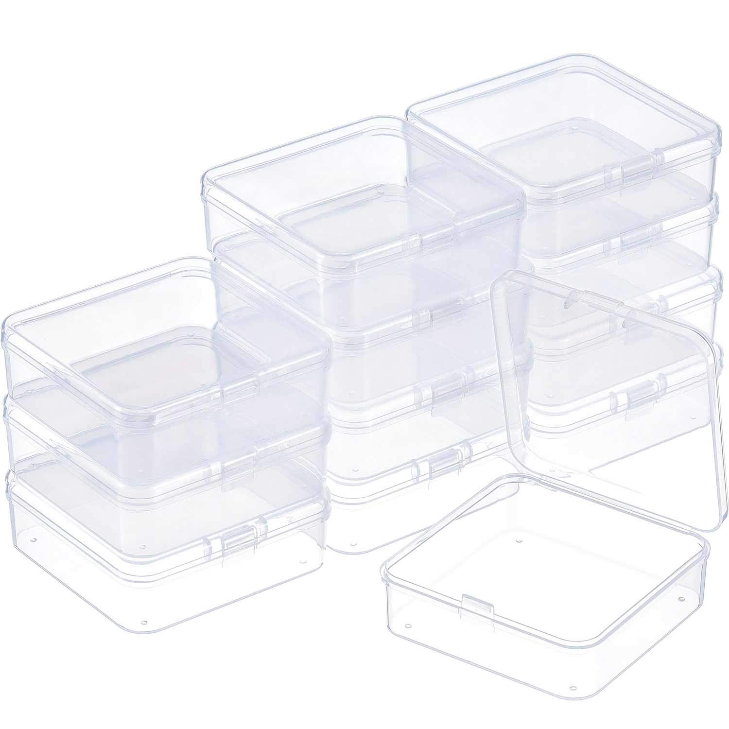 SATINIOR SATINIOR 12 Pack Small Rectangle Clear Plastic Containers Box ...
