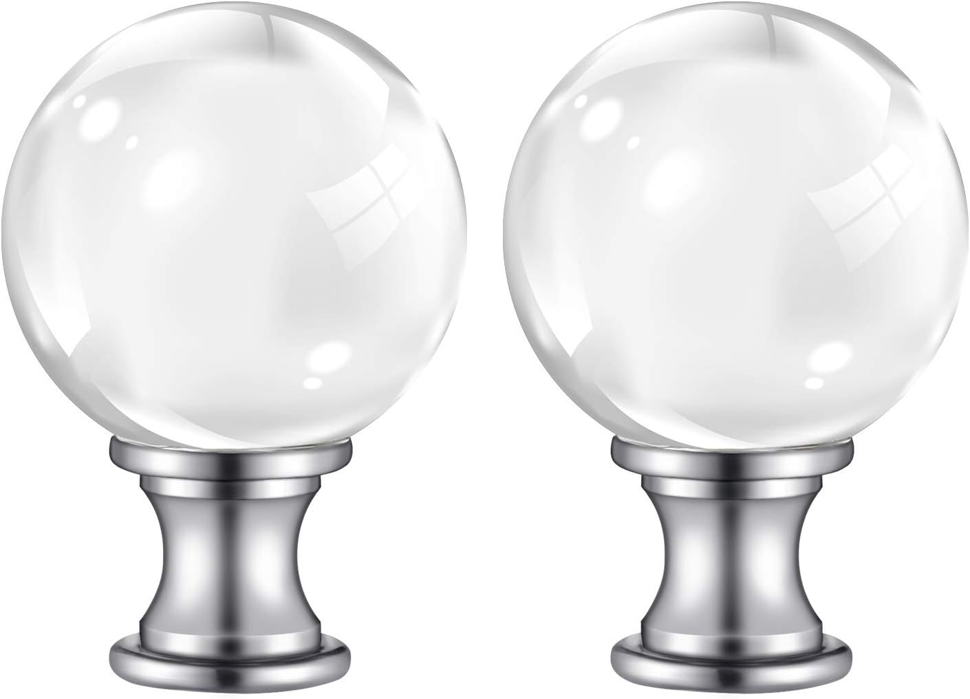 【2 Pack】PEESIN Lamp Finials, 1/4-27 Inch Threaded Base Glass Ball Lamp ...