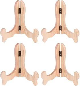 Amazon.com: Gatuida 4pcs Wooden Plate Stand Folding Display Plate Stand ...