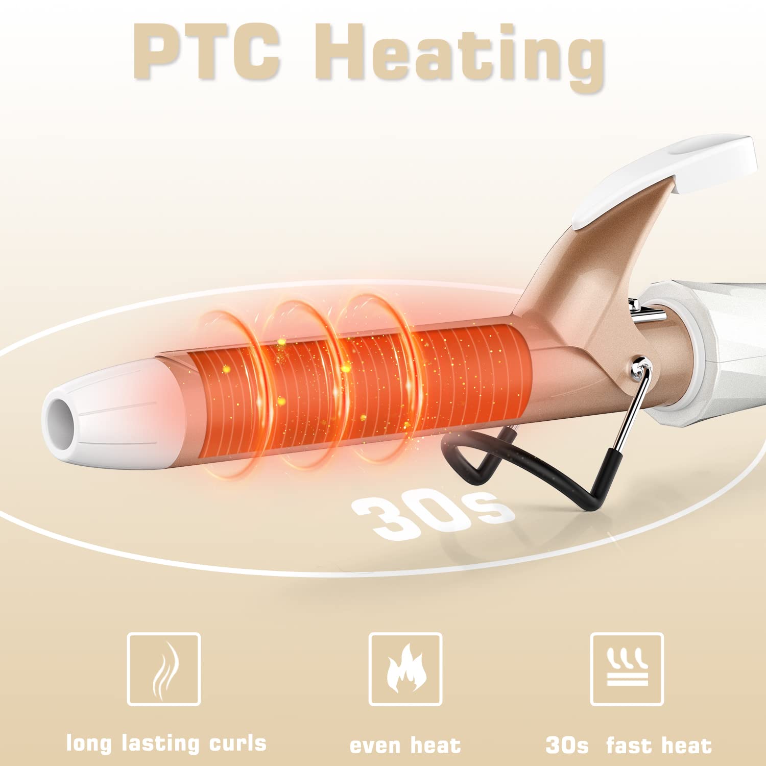 1 Inch Curling Iron, Dual Voltage Hair Curling Iron Heat up to 450Â°F ...