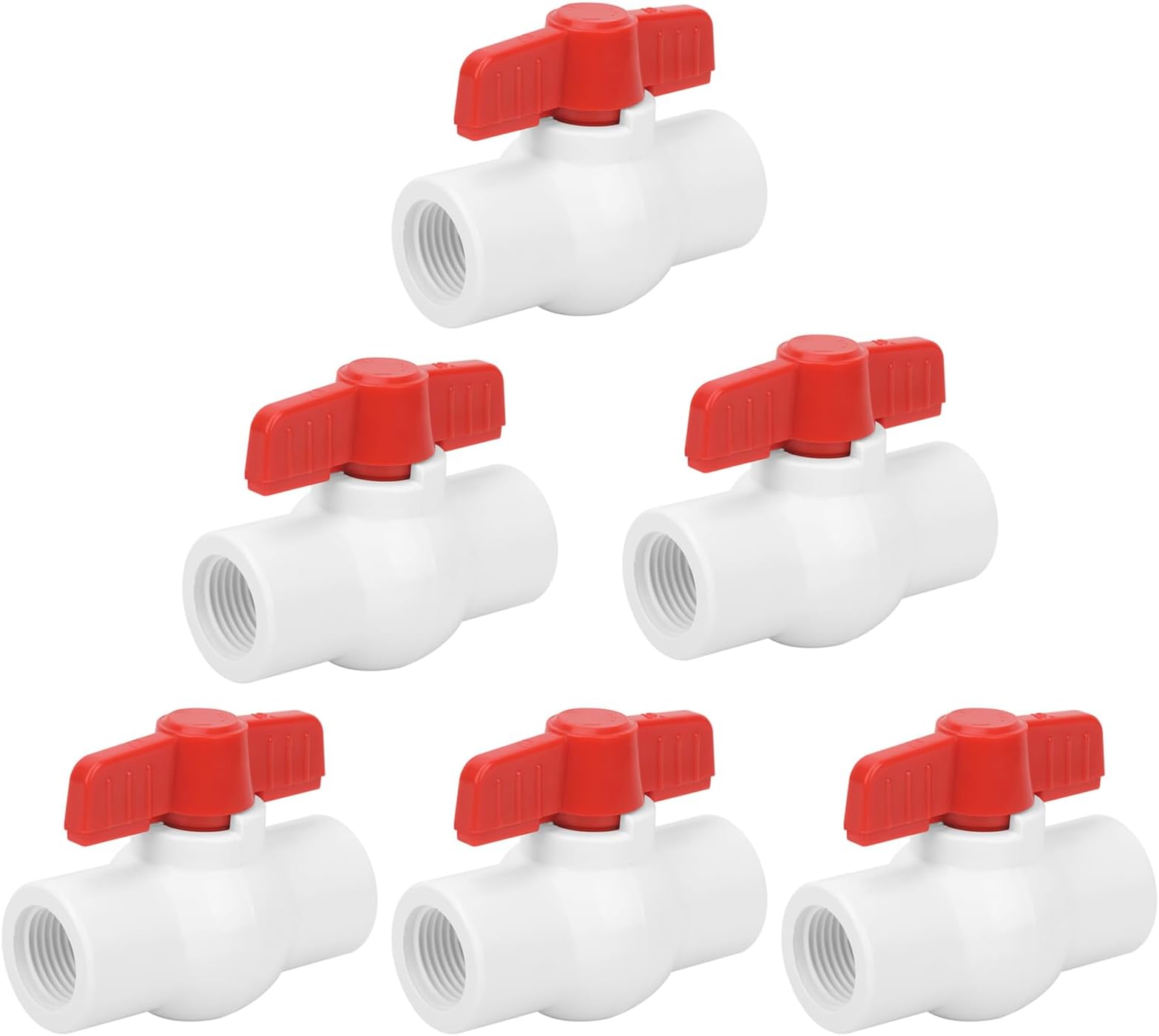 Amazon.com: 6Pcs 1/2" Female Threaded PVC Ball Valve Water Pipe Shut ...