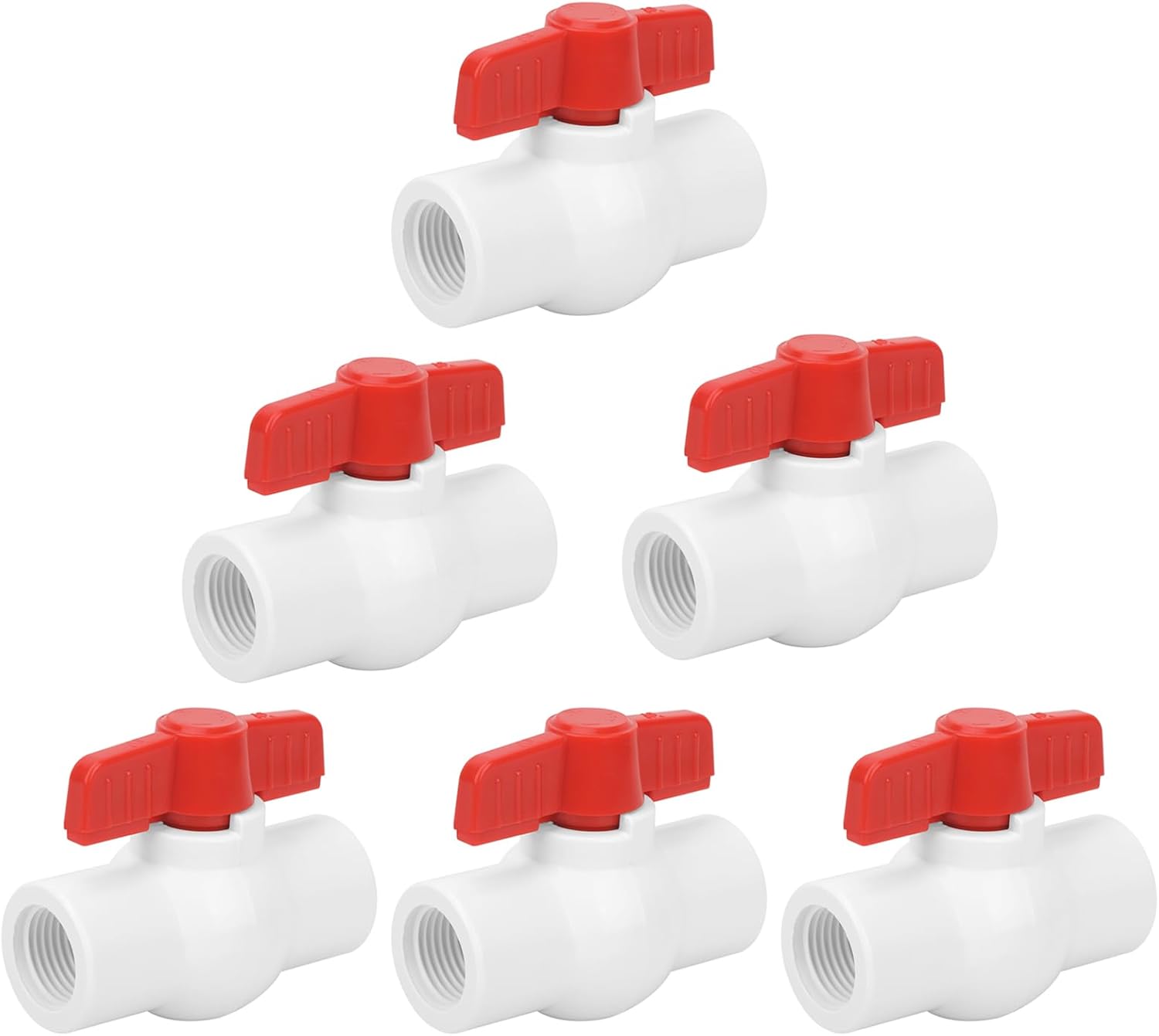 Amazon.com: 6Pcs 1/2" Female Threaded PVC Ball Valve Water Pipe Shut ...