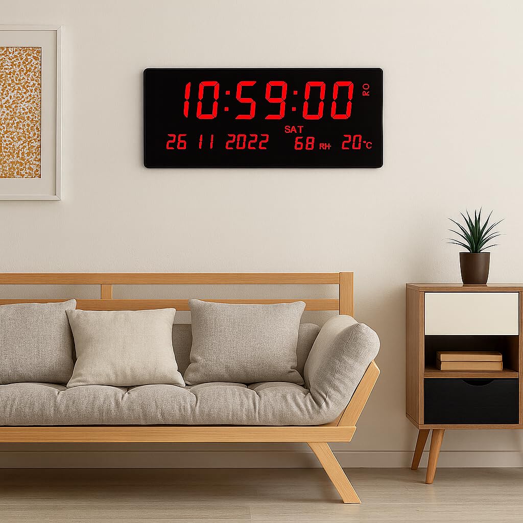 Large Digital Wall Clock,18.5” Large Oversized LED Wall Clock Indoor ...