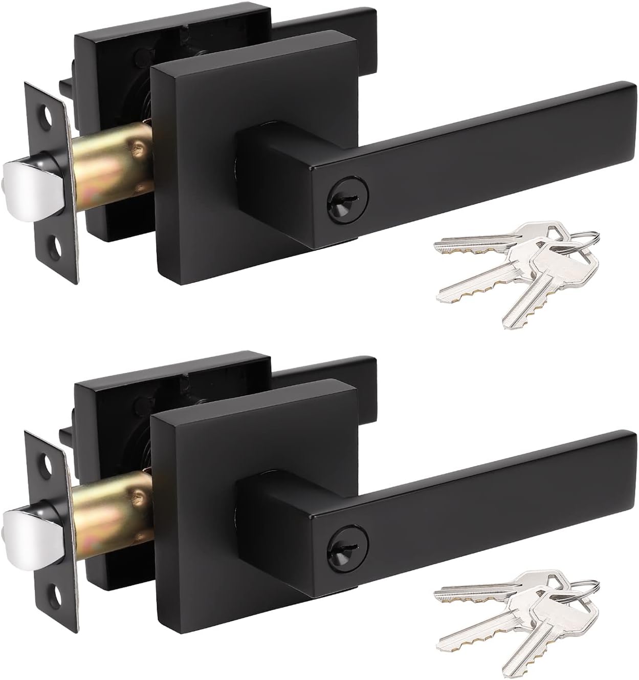 DH DEPPONHARDWARE 2 Pack Door Handle with Lock & Key, Heavy Duty Keyed ...