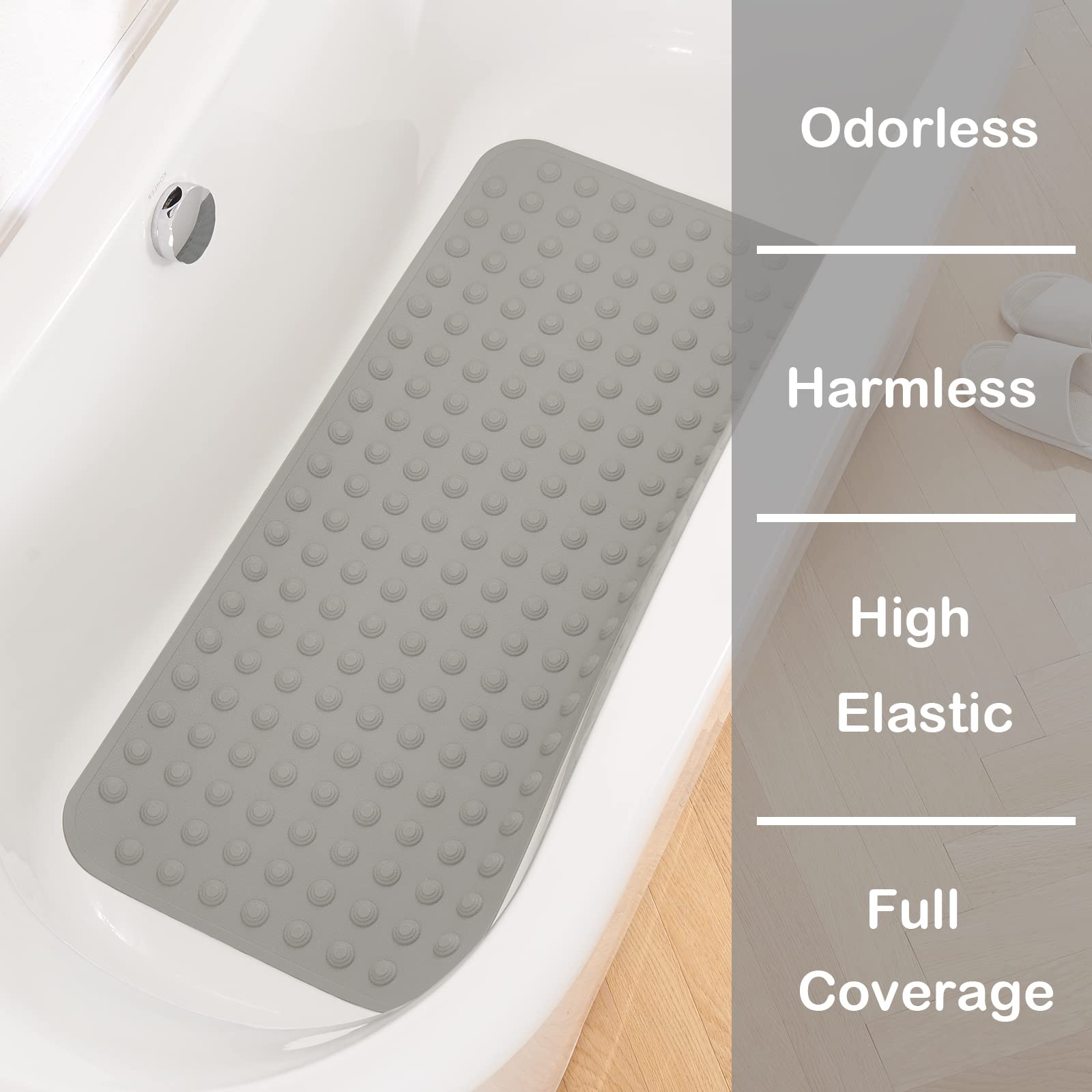 Yanzifly Bathtub Shower Mat Non Slip for Both Textured and Smooth Floor ...