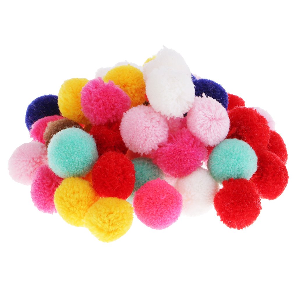FLAWISH 50 Pieces Creative Mixed Fluff Craft Yarn Pom Poms Balls for ...