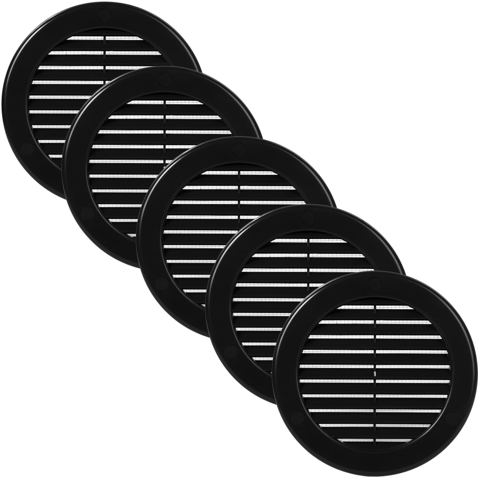Vent Systems 4'' Inch Black Soffit Vent Cover - Pack of 5 - Round Air ...