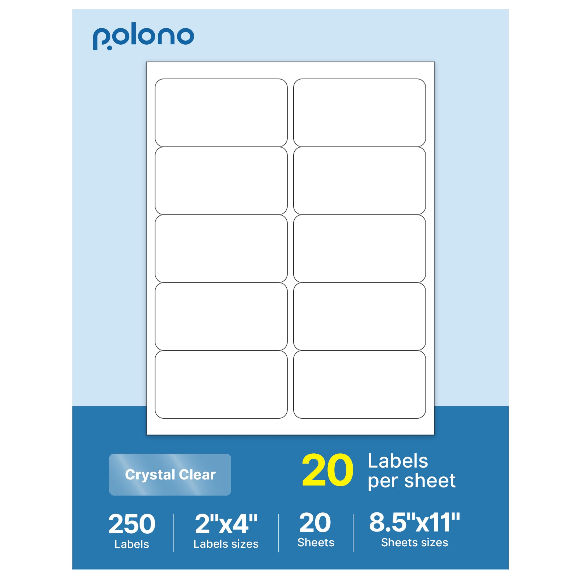 Snapklik.com : POLONO 2" X 4" Crystal Clear Address Labels, Shipping ...