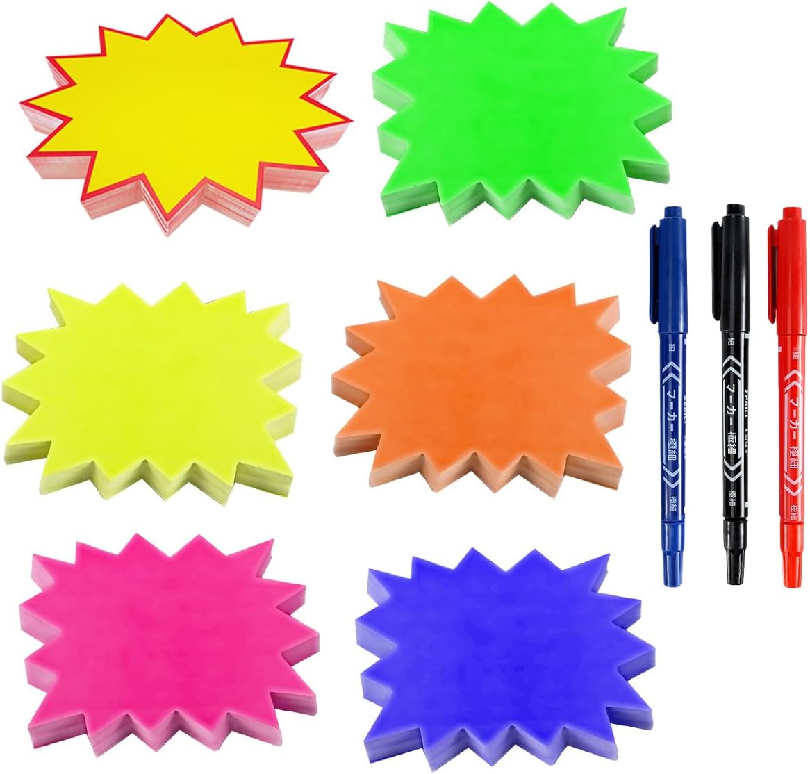 20x Large Market Stall Display Tags - Colourful Neon Star Price Labels ...
