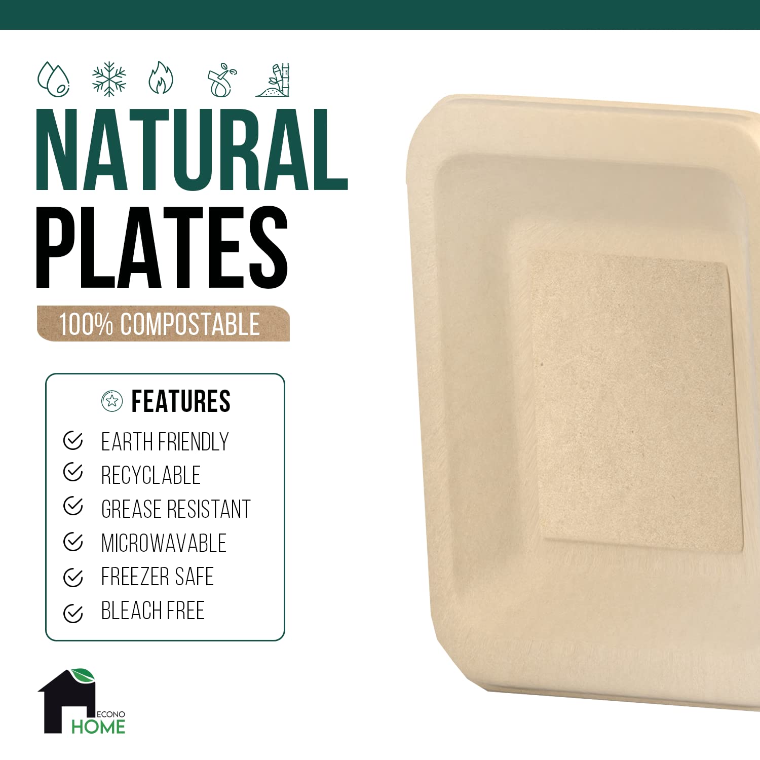 Snapklik.com : EconoHome 7 Inch Square Paper Plates 50-Pack - Eco ...