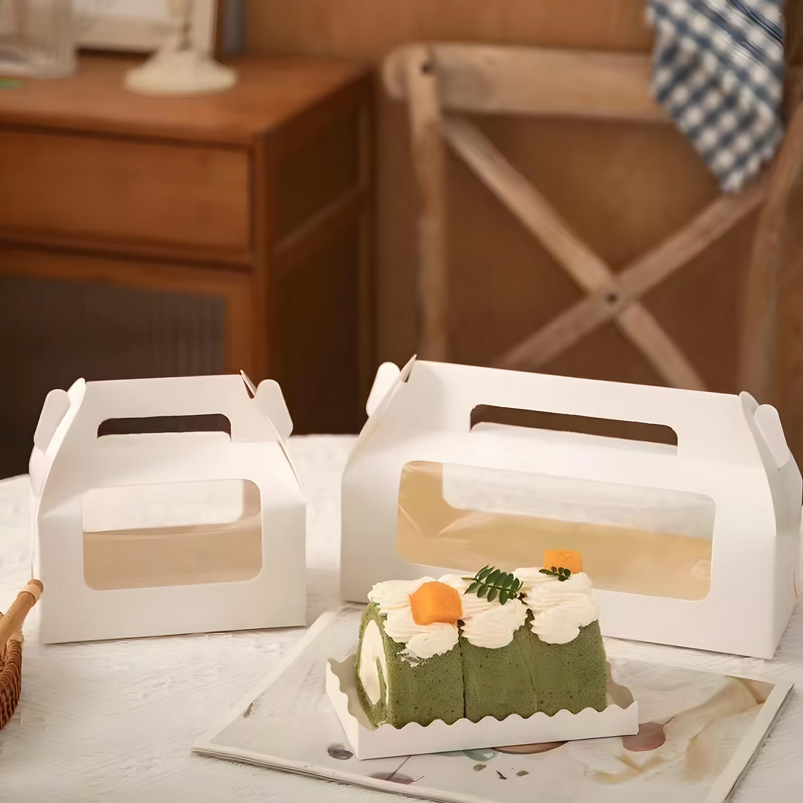 Snapklik.com : Roppolo 25 Pcs 10.5 Inch Window Roll Cake Gable Boxes Bulk