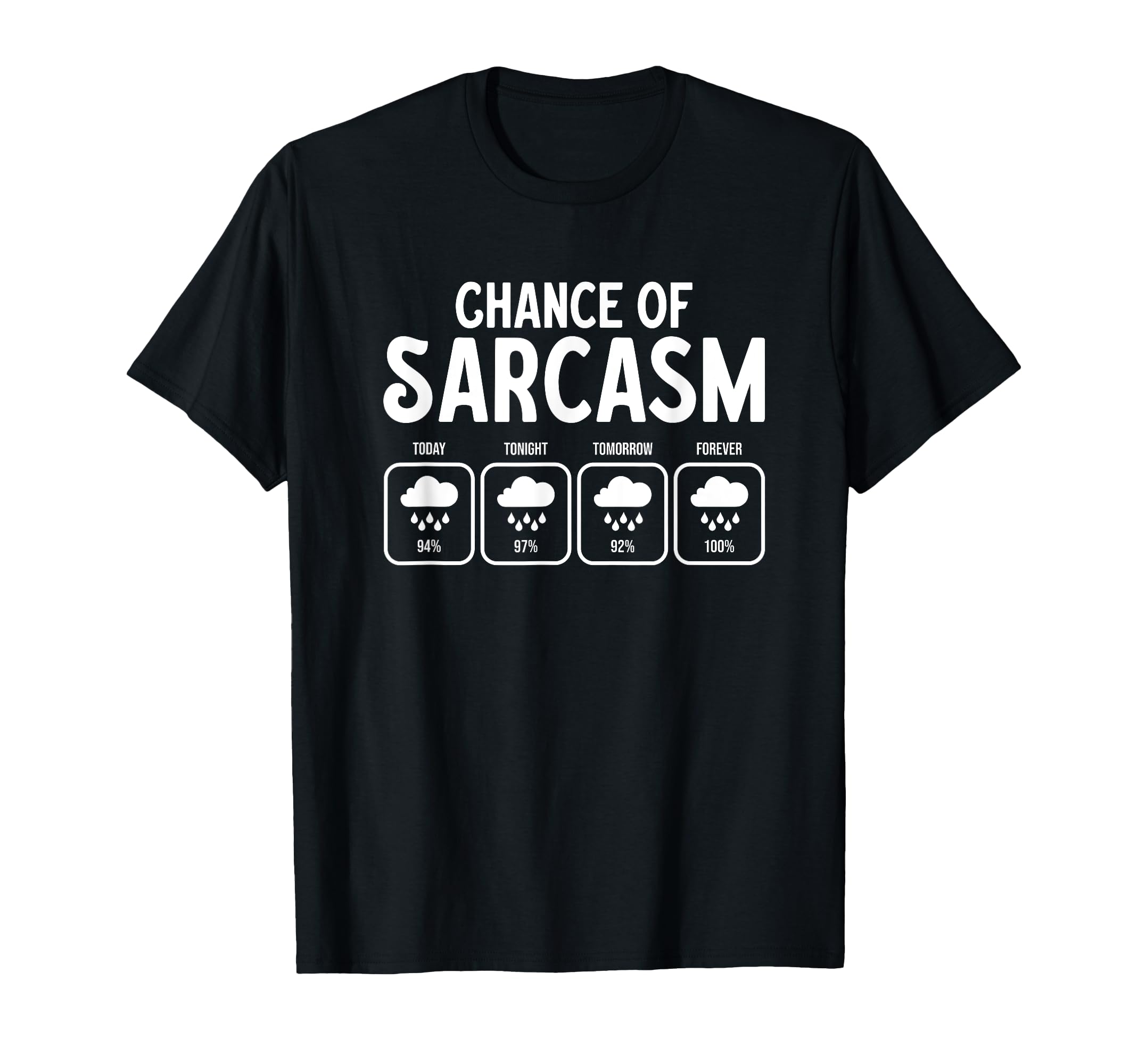 Amazon.com: Funny Chance Of Sarcasm Weather Forecast Sarcastic Humor T ...